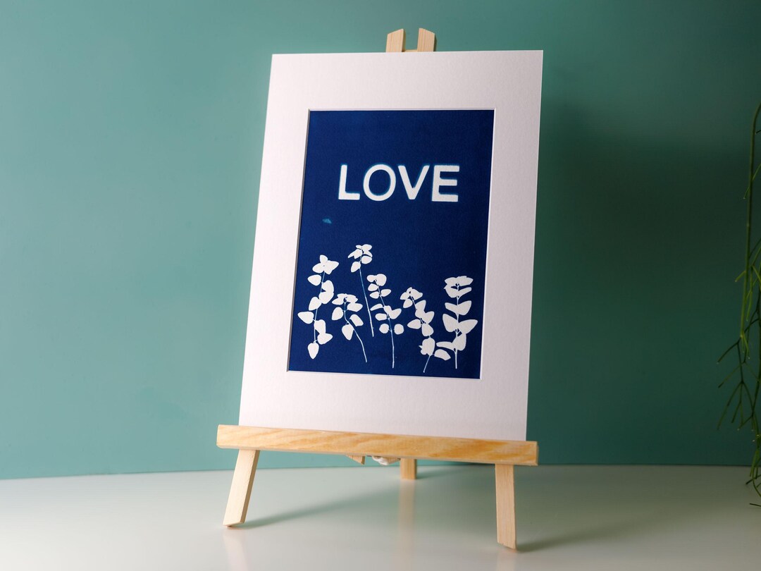 Original Botanical Cyanotype "love" Art Print OOAK Unique A4 Wall Art ...