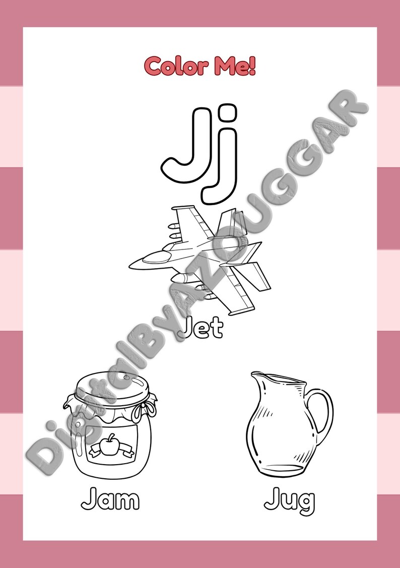 Kids Alphabet Coloring Book Educational Coloring Pages Animals, Fruits ...