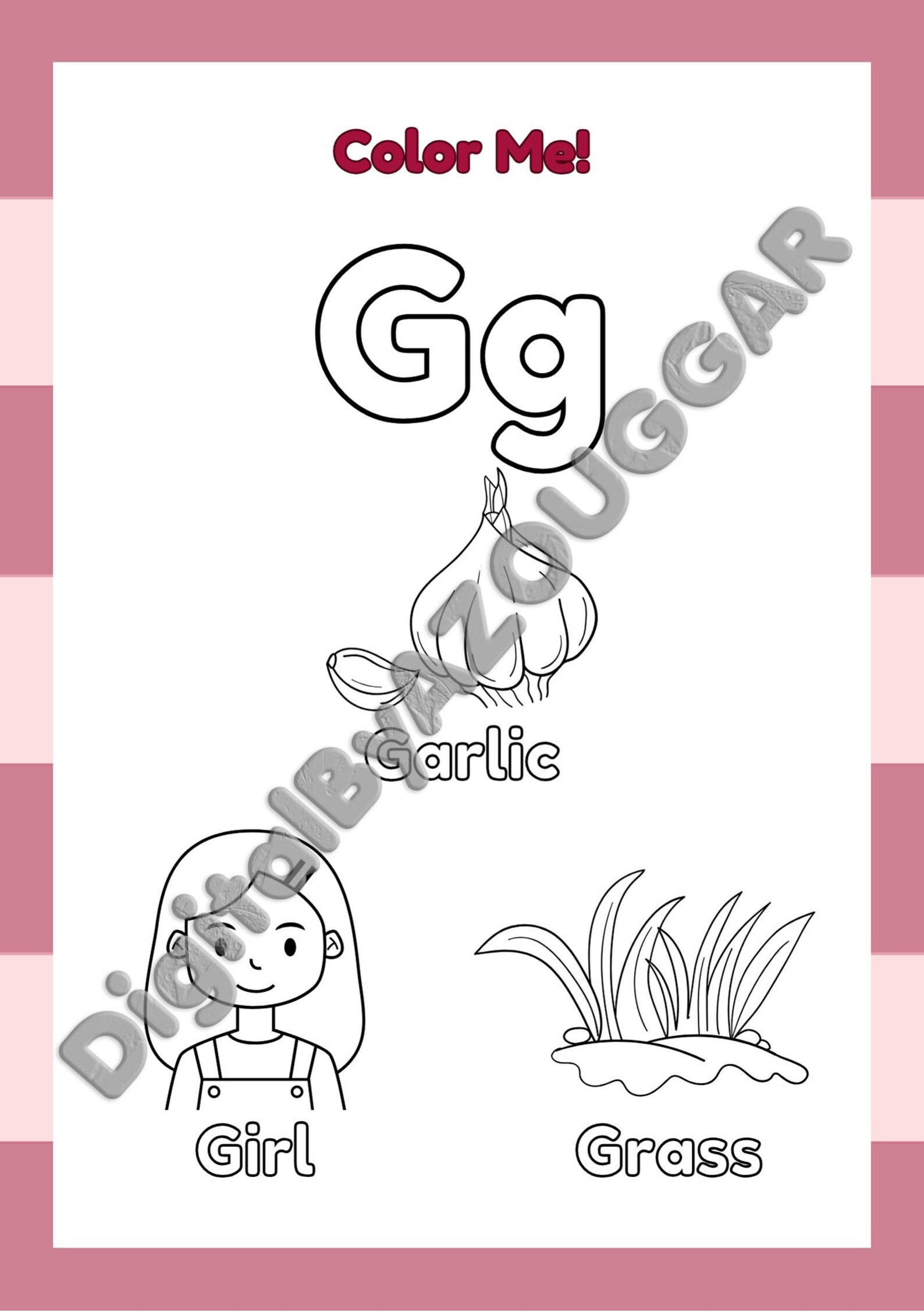 Kids Alphabet Coloring Book Educational Coloring Pages Animals, Fruits ...