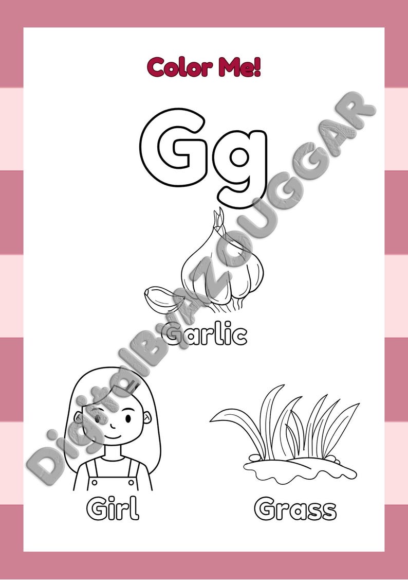 Kids Alphabet Coloring Book Educational Coloring Pages Animals, Fruits ...