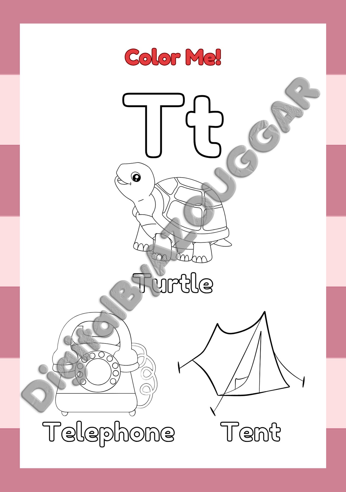 Kids Alphabet Coloring Book Educational Coloring Pages Animals, Fruits ...