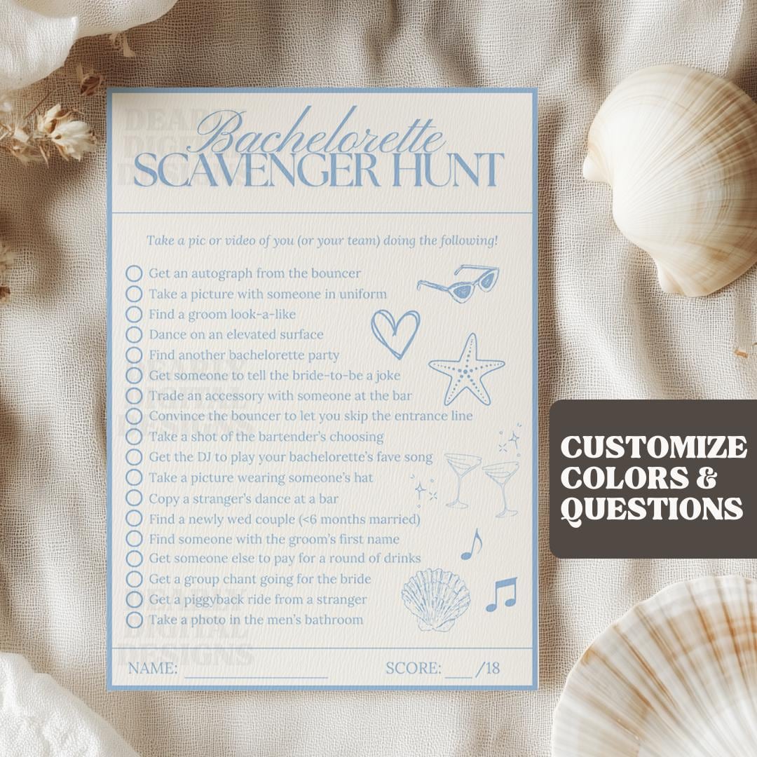 Bachelorette Scavenger Hunt Bachelorette Party Game Digital Bar Crawl ...