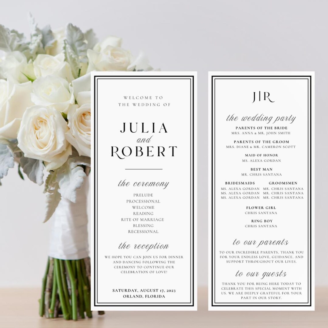 Wedding Program Template Editable Wedding Ceremony Timeline Modern ...