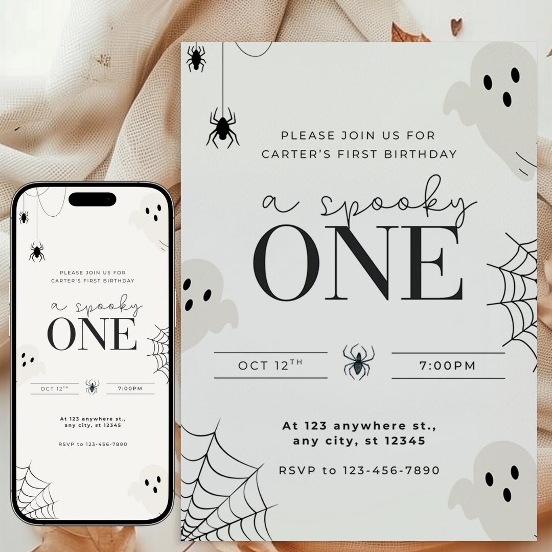 Halloween Party Invitation A Spooky One First Birthday Invite Halloween ...