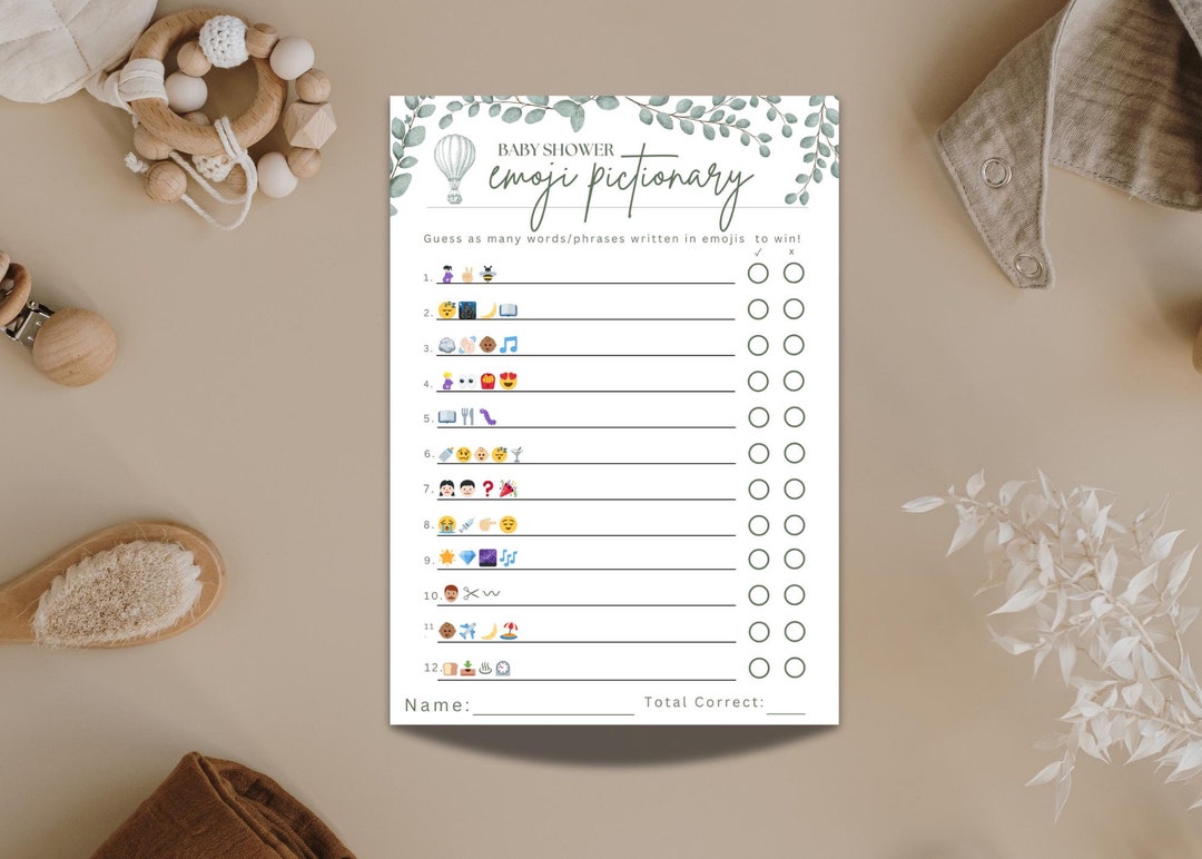 Baby Pictionary Emoji Game Customizable Fun & Unique Baby Shower Game ...