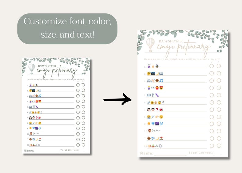 Baby Pictionary Emoji Game Customizable Fun & Unique Baby Shower Game ...