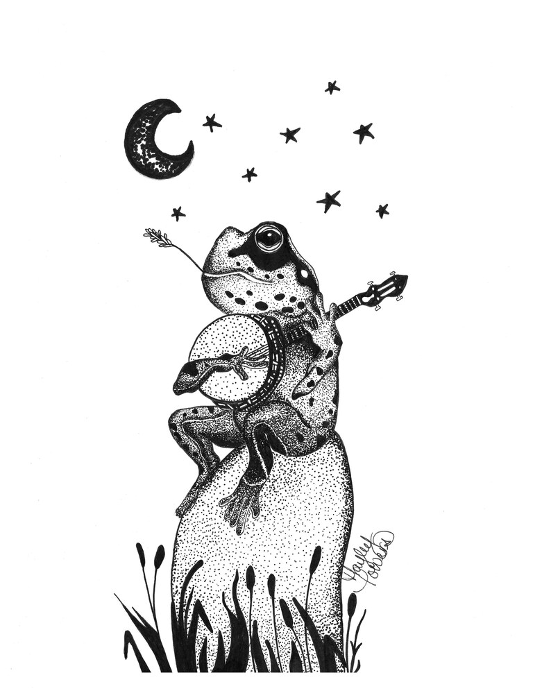 Pointilism Appalachia Banjo Frog Print (11x14) - Etsy