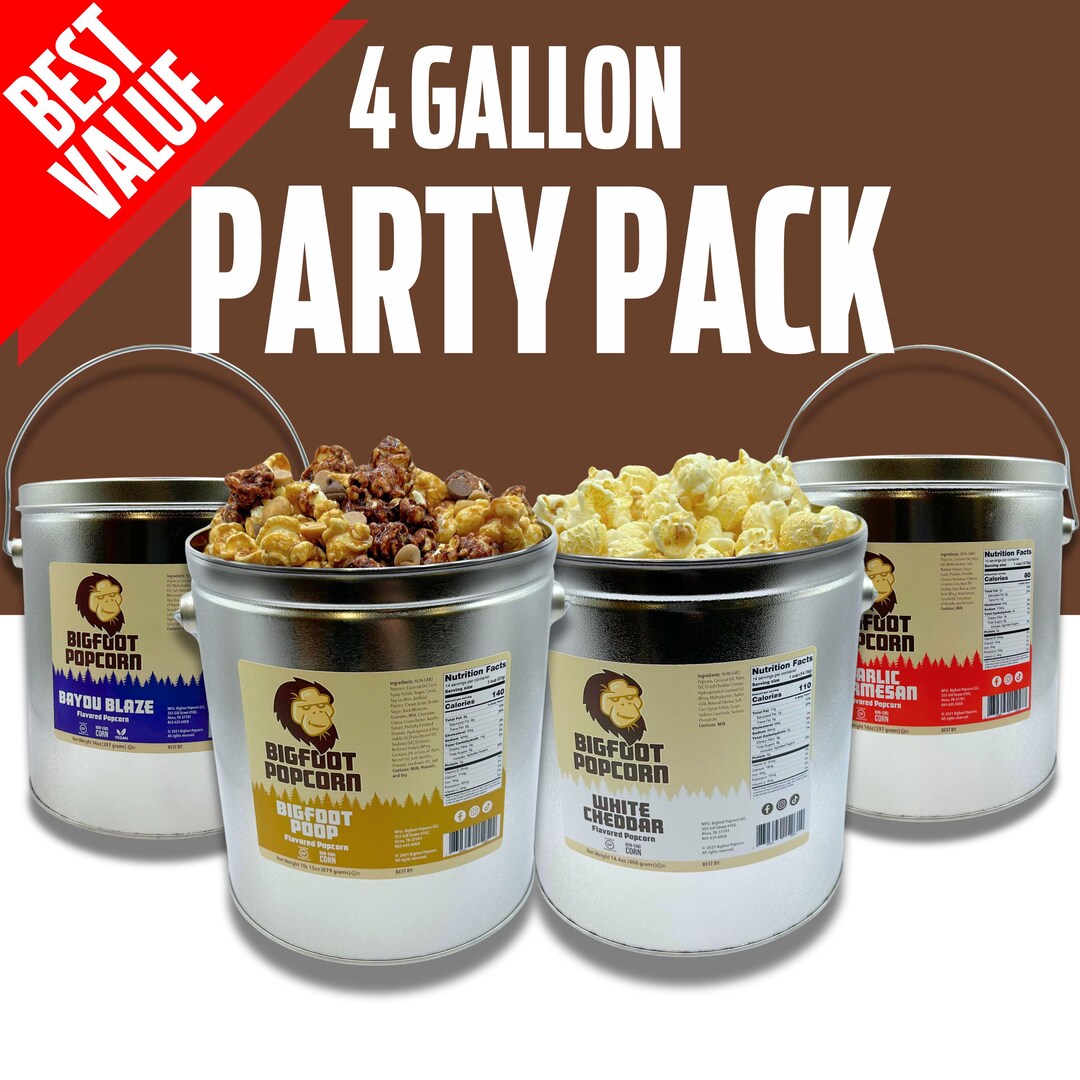Popcorn 4 Gallon Party Pack Unique Flavors Sweet and Savory Premium ...