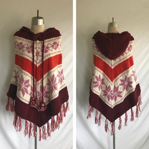 Hand Knit Poncho - Etsy