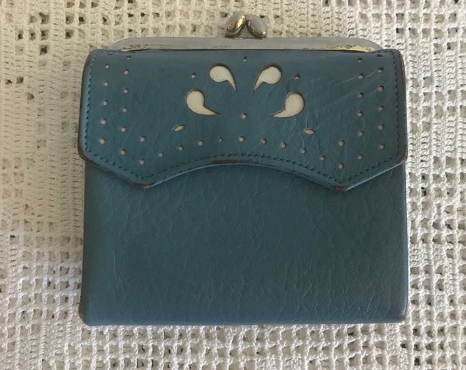 1960s Princess Gardner Blue Leather Wallet and Coin Purse - Ladies ...