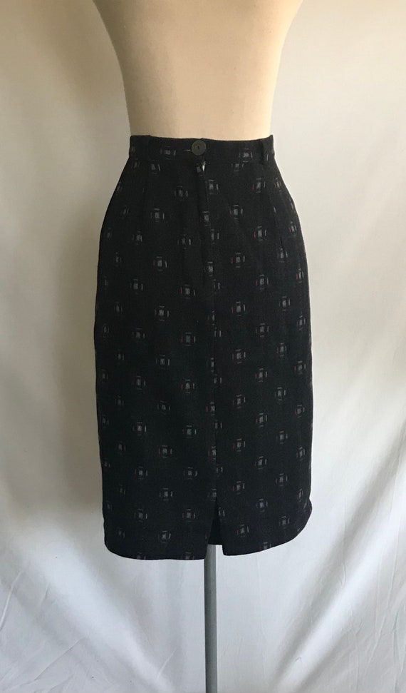 1950s Geometric Woven Multi Colored Wool Pencil Skirt… - Gem