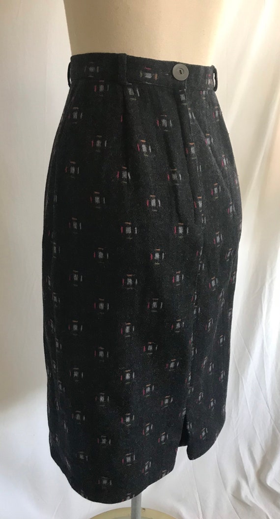 1950s Geometric Woven Multi Colored Wool Pencil Skirt… - Gem