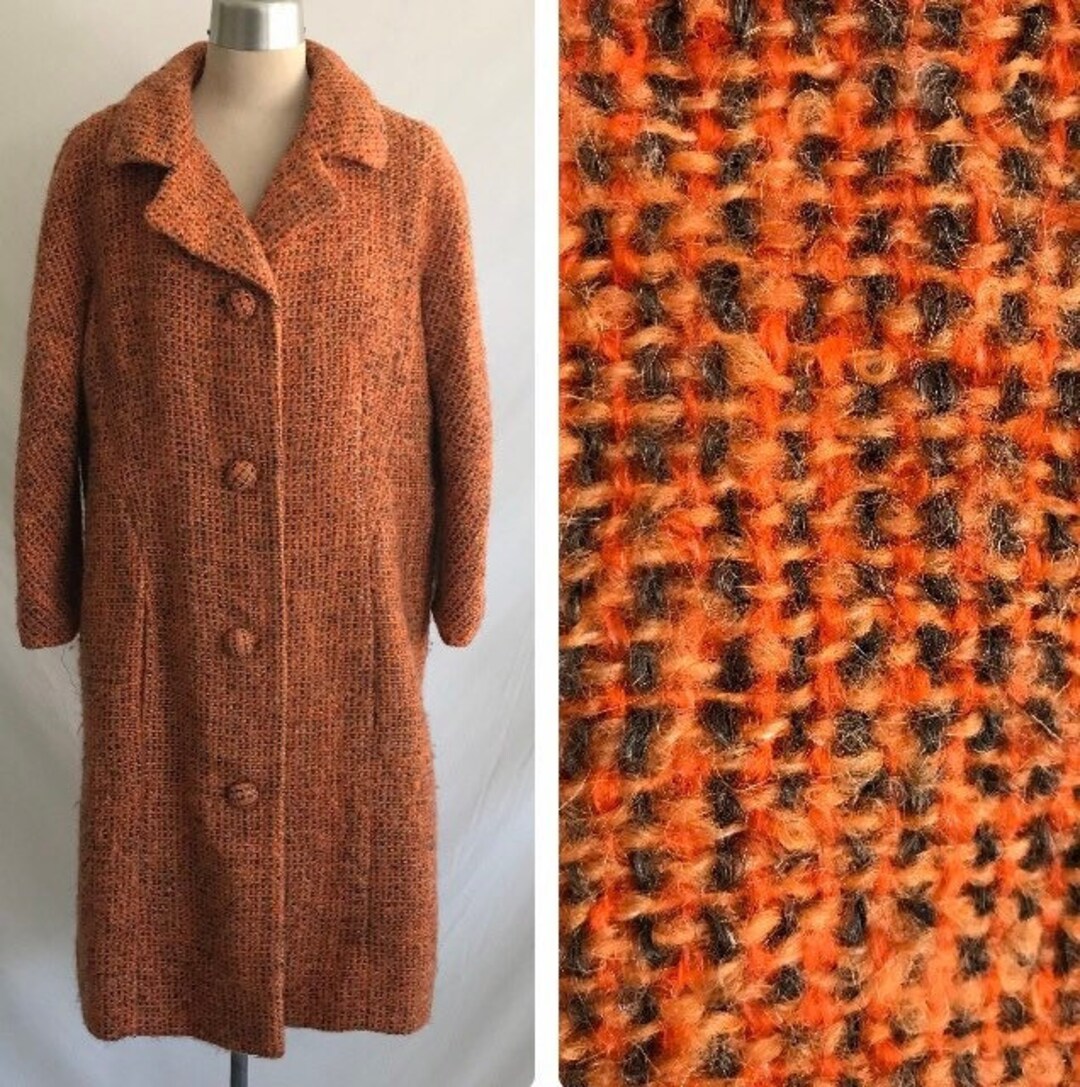 1960s Charles Cooper Couture MOD Orange Wool Coat With Pockets Cocoon ...