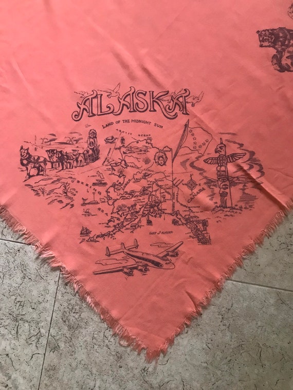 Vintage rayon souvenir scarf - Gem