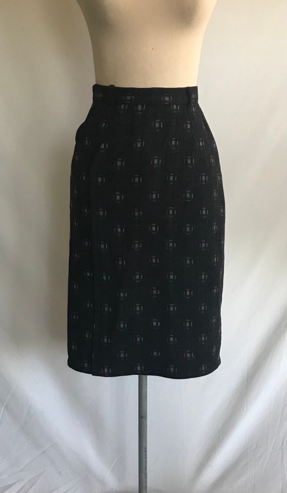 1950s Geometric Woven Multi Colored Wool Pencil Skirt… - Gem