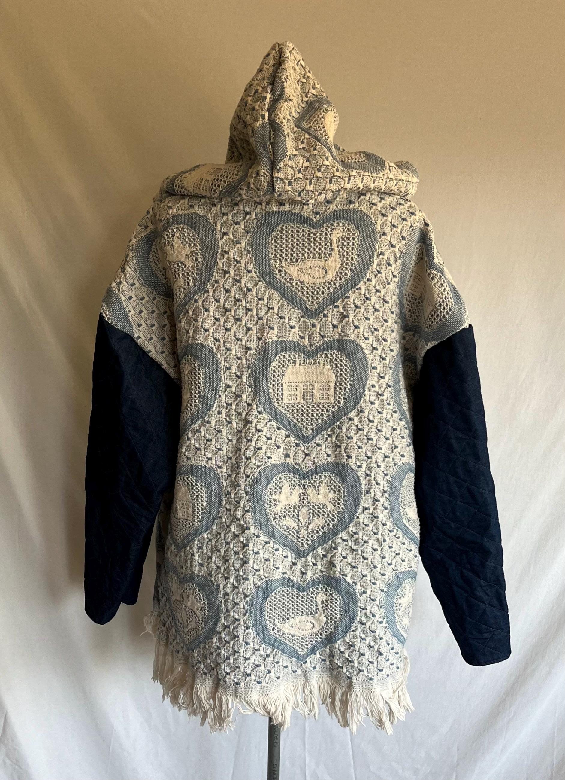 Upcycled Quilted Pullover Jacket: Handmade Patchwork Blanket Coat (size ...