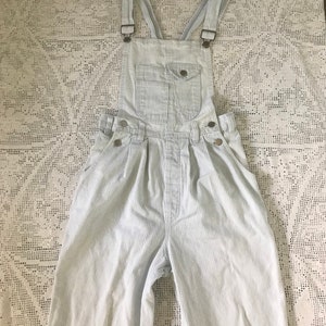 1980s EDDIE BAUER Engineer Stripe DENIM Overalls With Pockets - Bibbed ...
