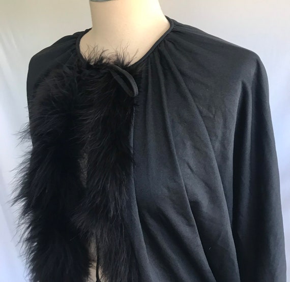 1960s BATWING Sleeve Robe - Marabou Feather Robe - Fl… - Gem