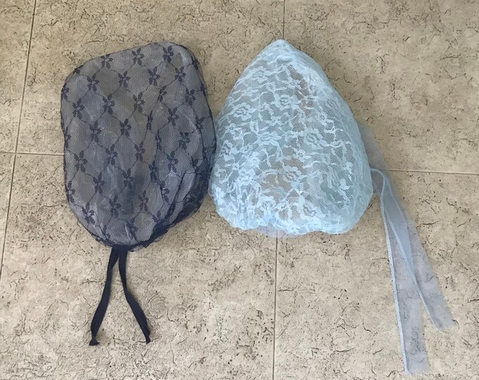 1960s Lace Curler Caps - Curler Cover - Lace Shower Cap - Floral Lace ...