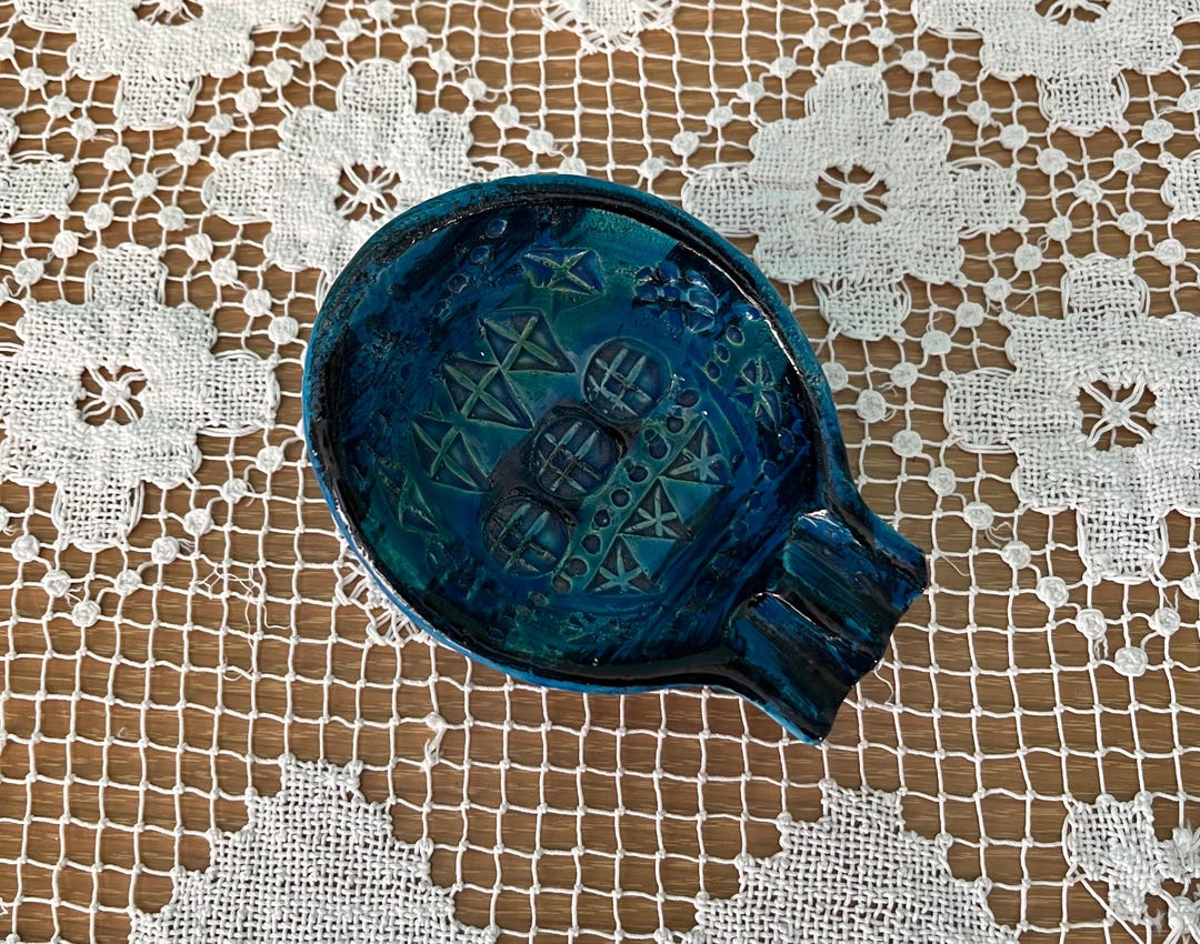 1960s BITOSSI Rimini Blue Tilt Fish Ashtray Catchall by Aldo Londi ...