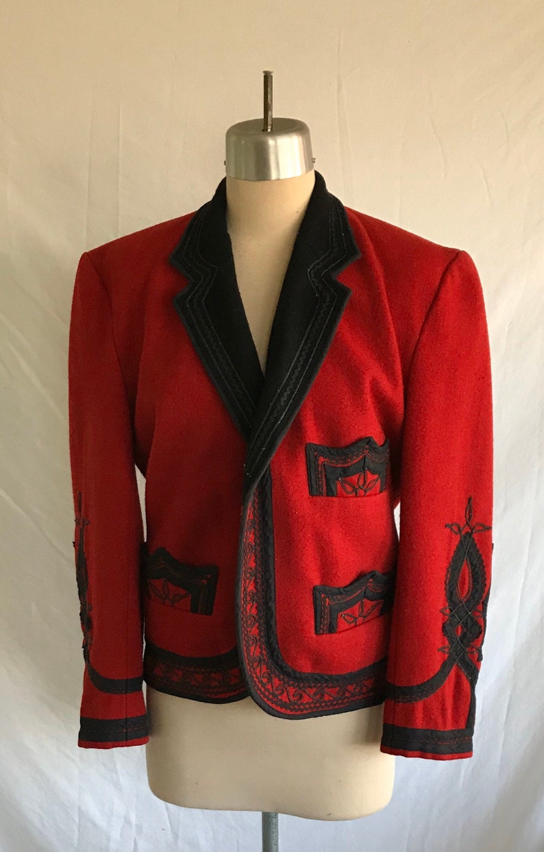1960s Boho Red Wool With Ornate Black Rick Rack and Soutache | Etsy