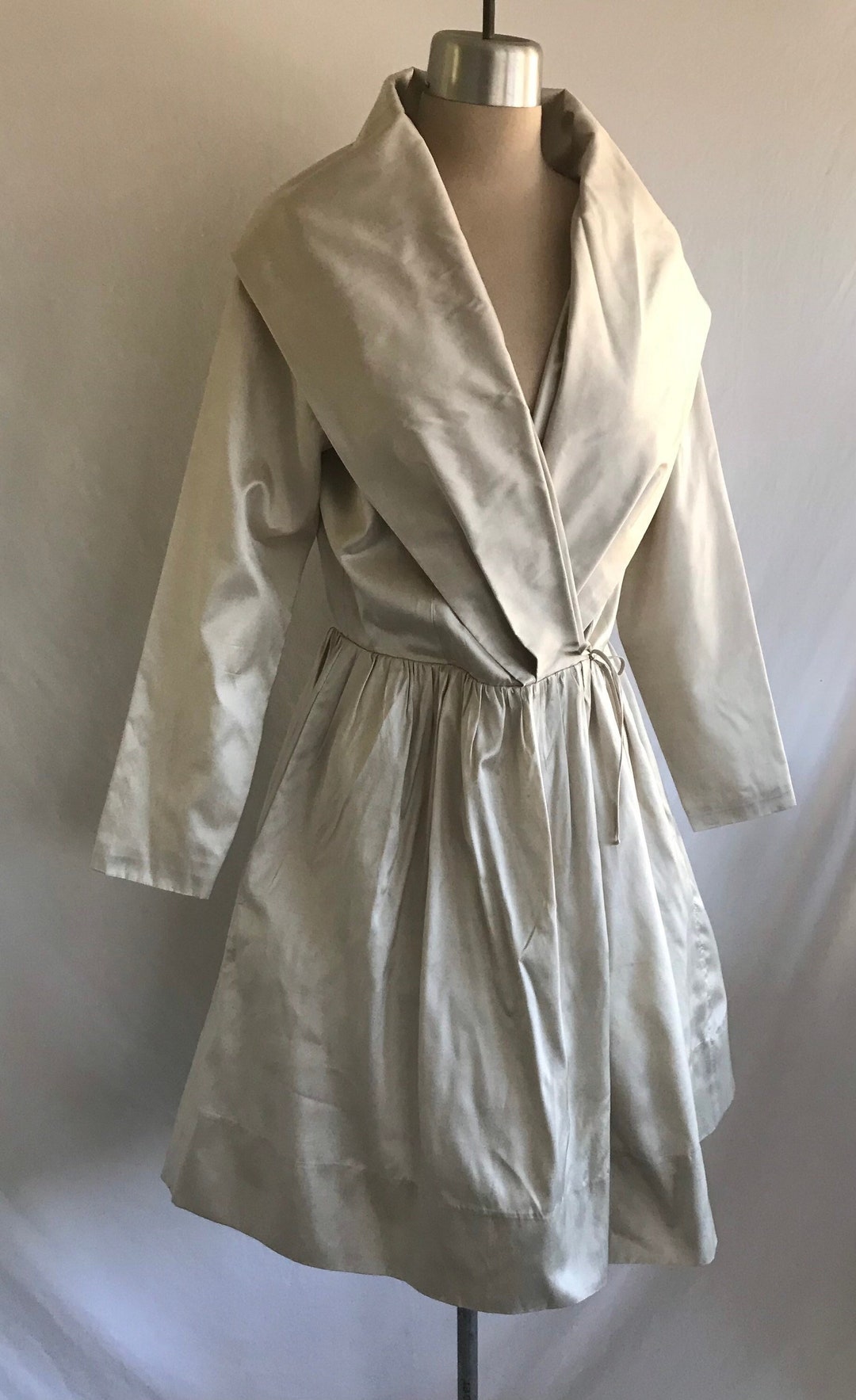 1990s Silver Silk Party Dress - Catherine Regehr Avant Garde Dress With ...