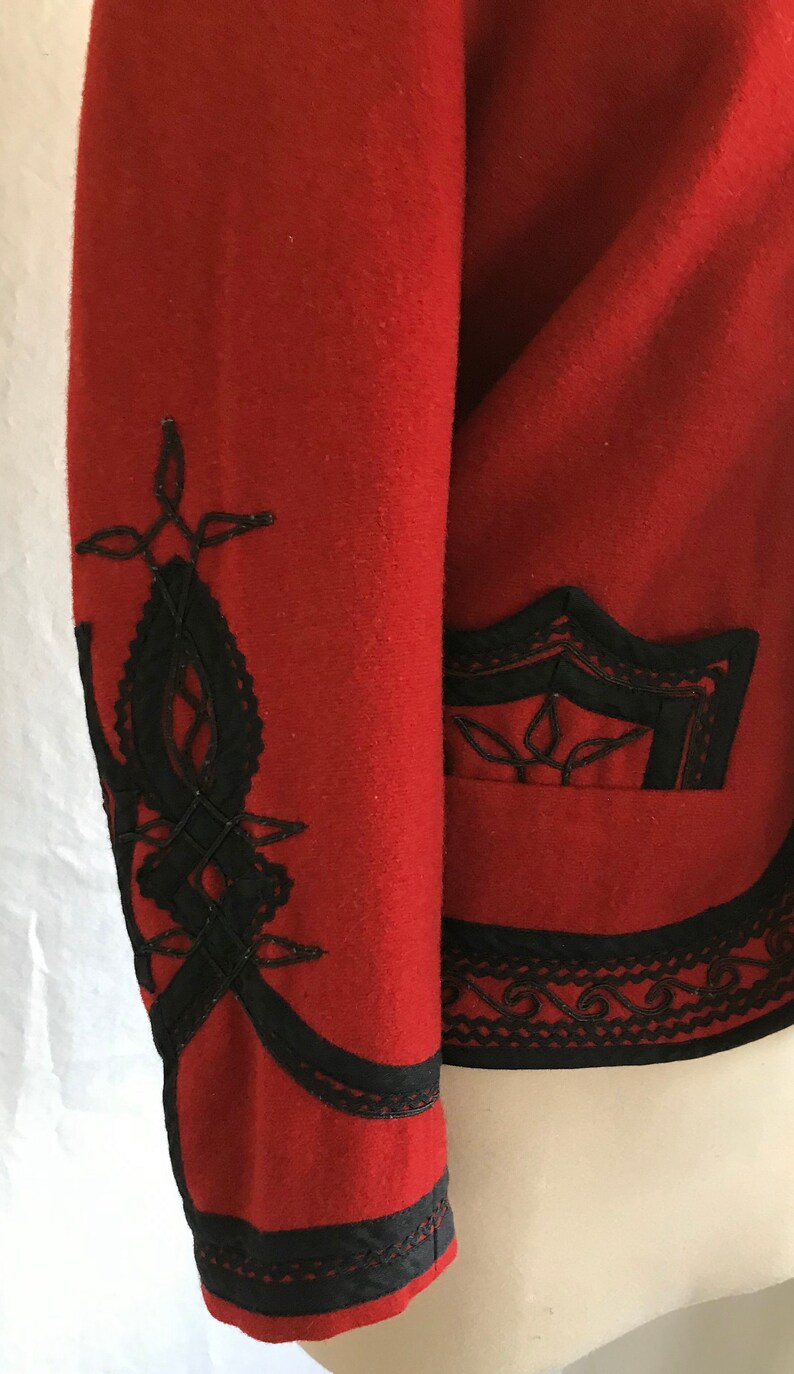 1960s Boho Red Wool With Ornate Black Rick Rack and Soutache | Etsy