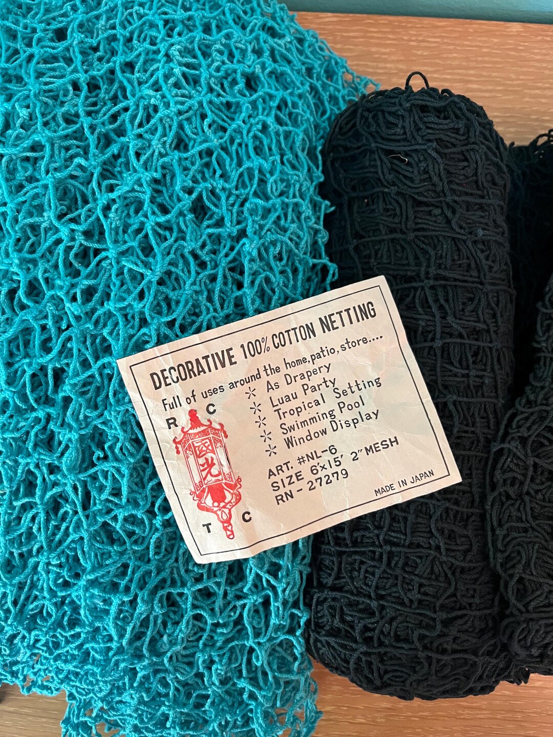 1960s Tiki Cotton Netting Decor: Luau Party, Tropical Ocean (6' X 15 ...