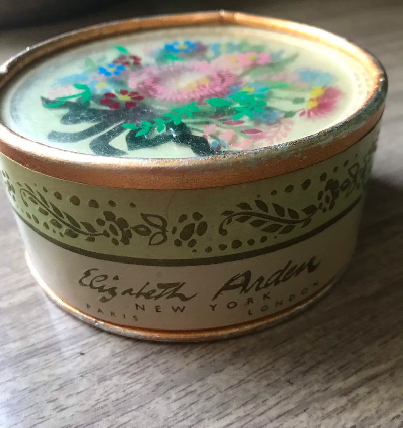 1950s ELIZABETH ARDEN Pink Floral Face Powder Box Pin up | Etsy