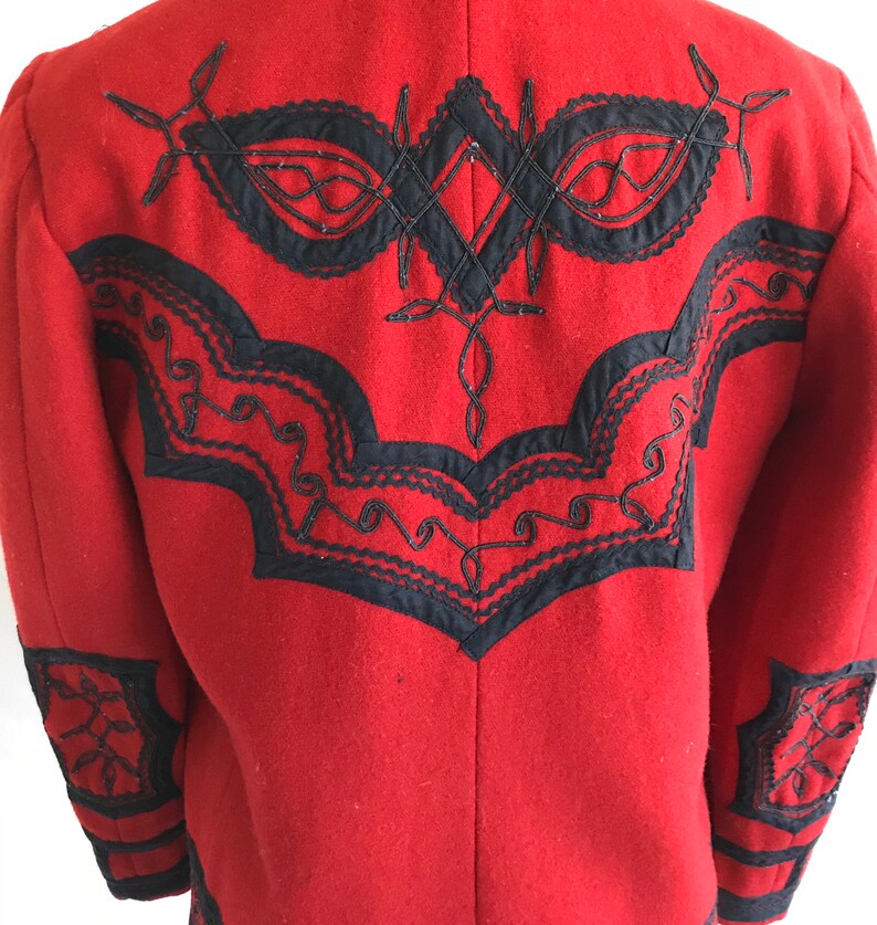 1960s Boho Red Wool With Ornate Black Rick Rack and Soutache | Etsy