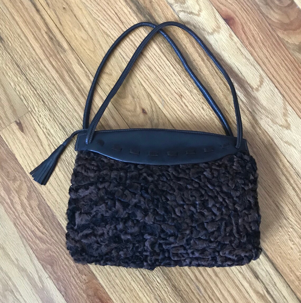 1950s 1960s Persian Lamb Muff and Handbag With Leather Details - Etsy