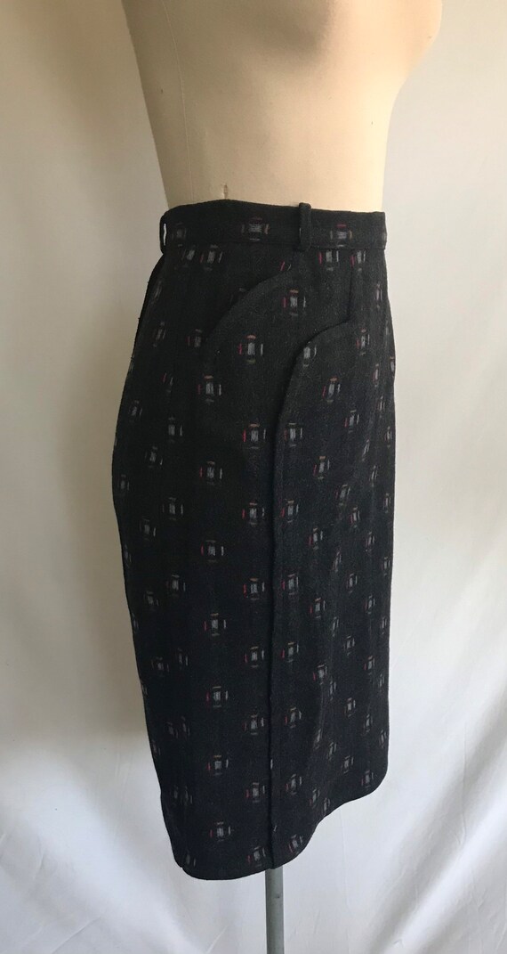 1950s Geometric Woven Multi Colored Wool Pencil Skirt… - Gem