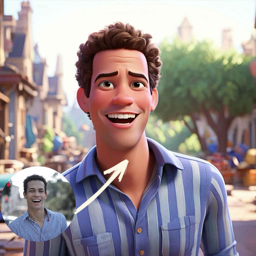 Custom Disney-style Cartoon Portrait From Photo Personalized Character ...