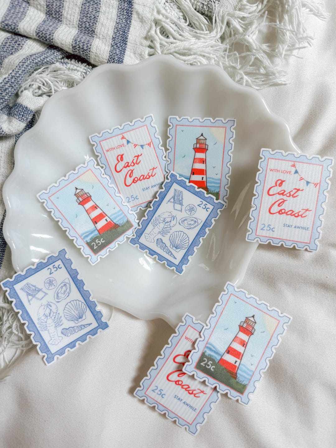Coastal New England Postage Stamp Matte Vinyl Stickers for Kindle ...