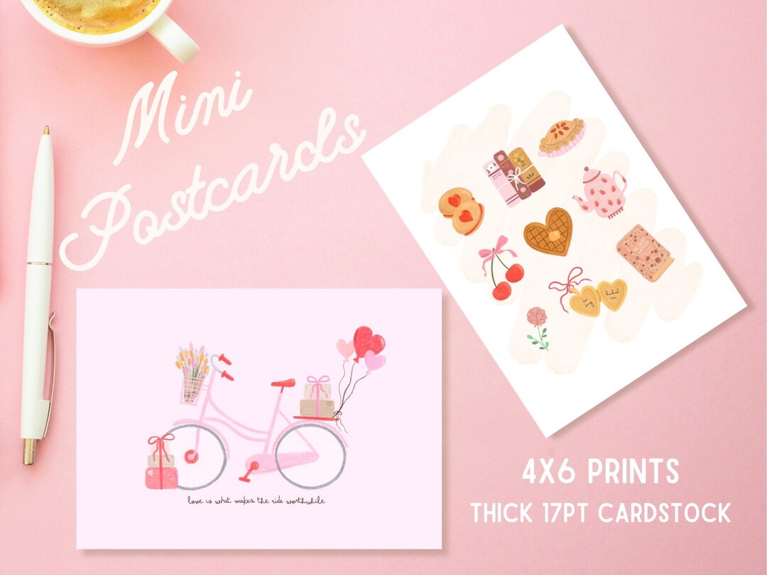 Valentines Mini Print Postcards - Thick Matte 4x6 17pt Coated Cardstock ...