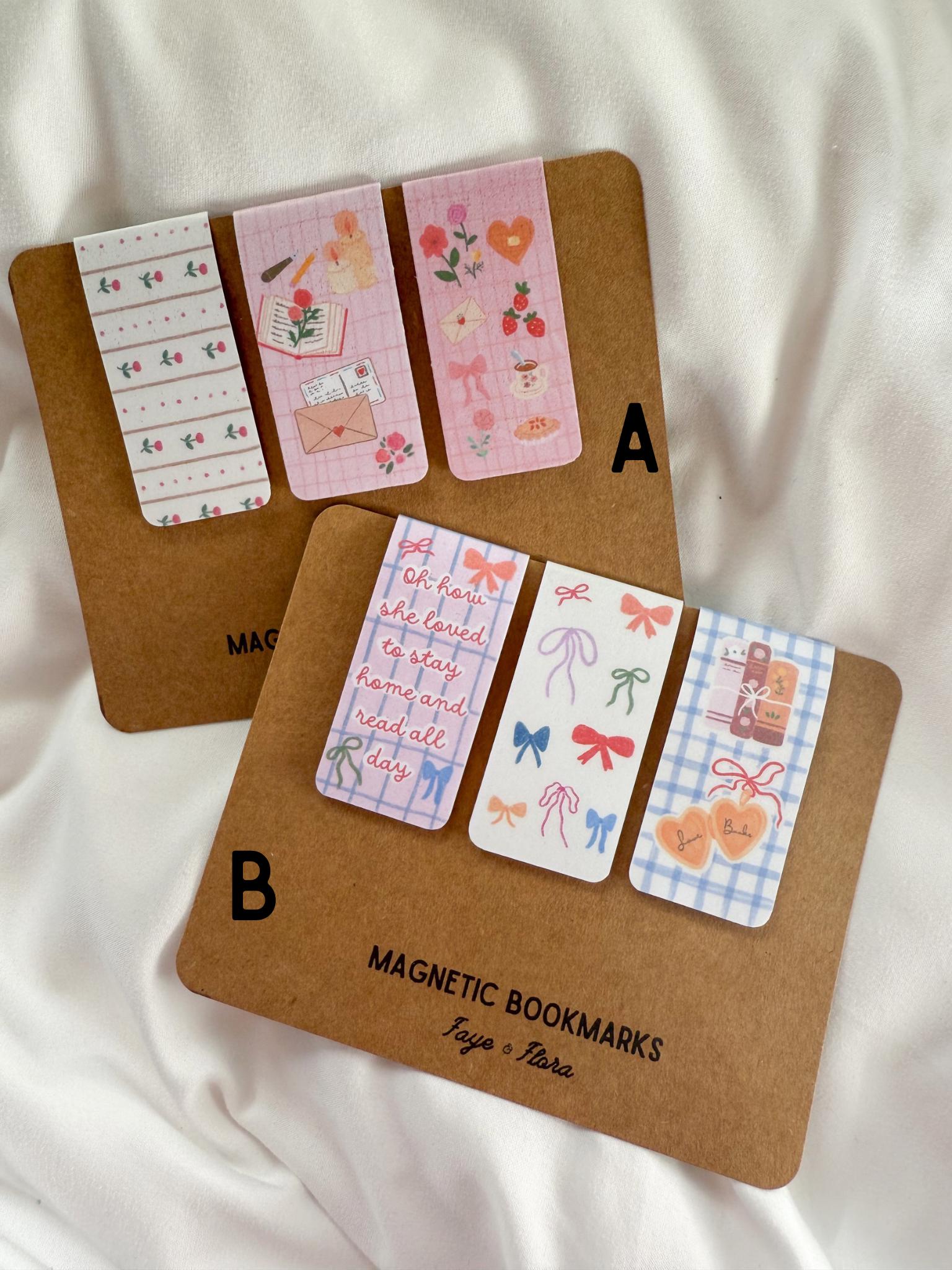 Trio of Matte Magnetic Bookmarks - Coquette - Cottagecore - Bookmark ...