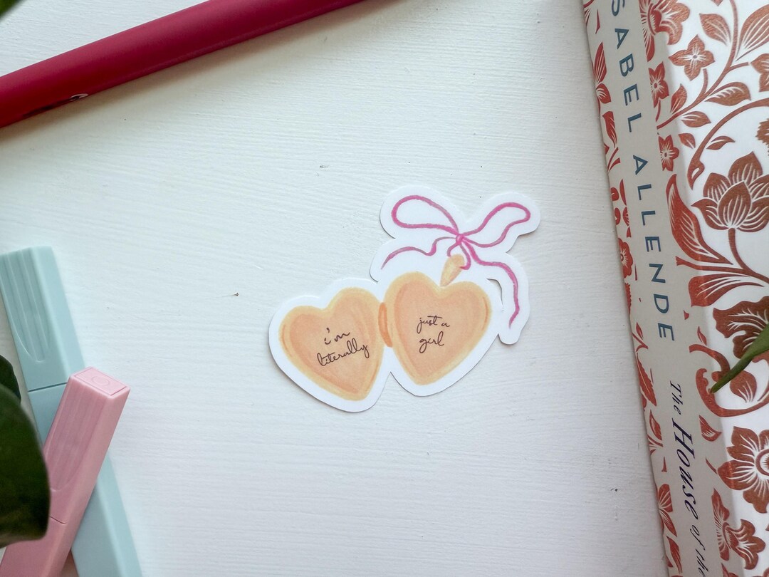 I’m Literally Just A Girl Locket With Pink Bow Ribbon Matte Die Cut ...
