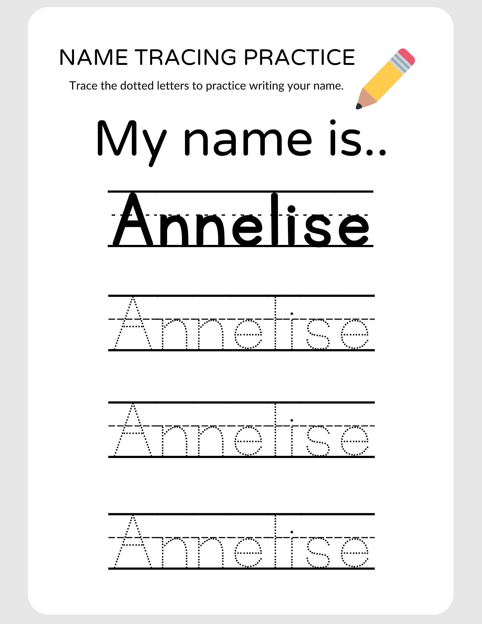 Practice Name Spelling Sheet - Etsy
