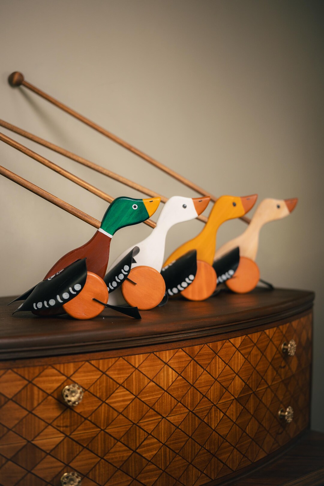 Wooden Push Pull Stick Duck - Etsy
