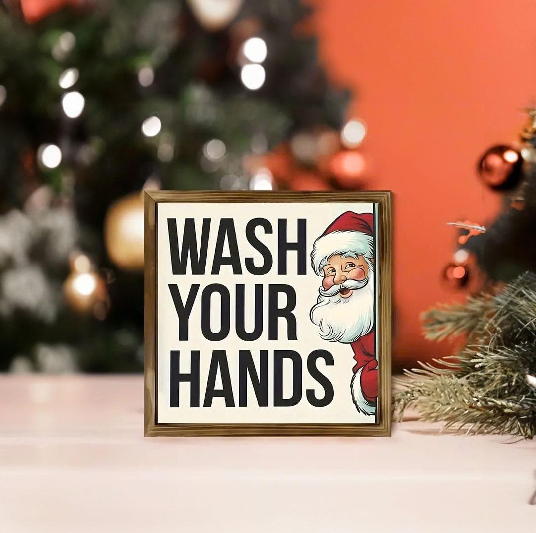 Wash Your Hands Vintage Wooden Sign, Christmas Ornament, Christmas ...