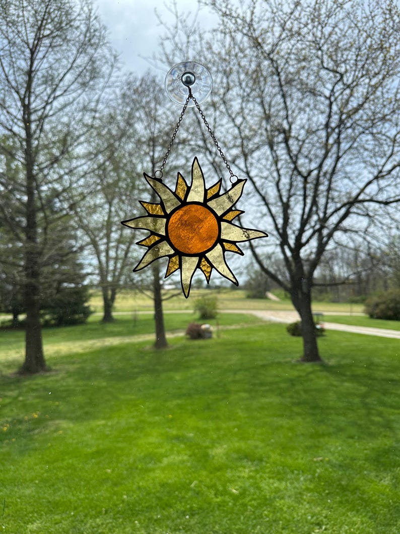 Handmade Sun Stained Glass Window Hanging Suncatcher - Etsy