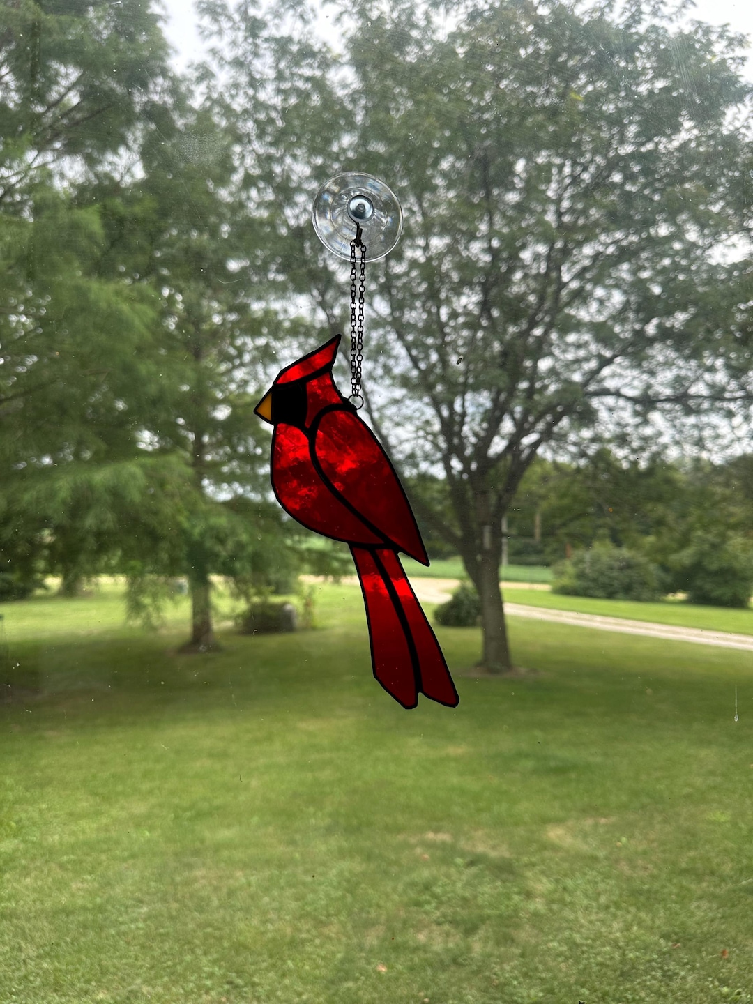 Handmade Stained Glass Cardinal Window Hanging Suncatcher - Etsy