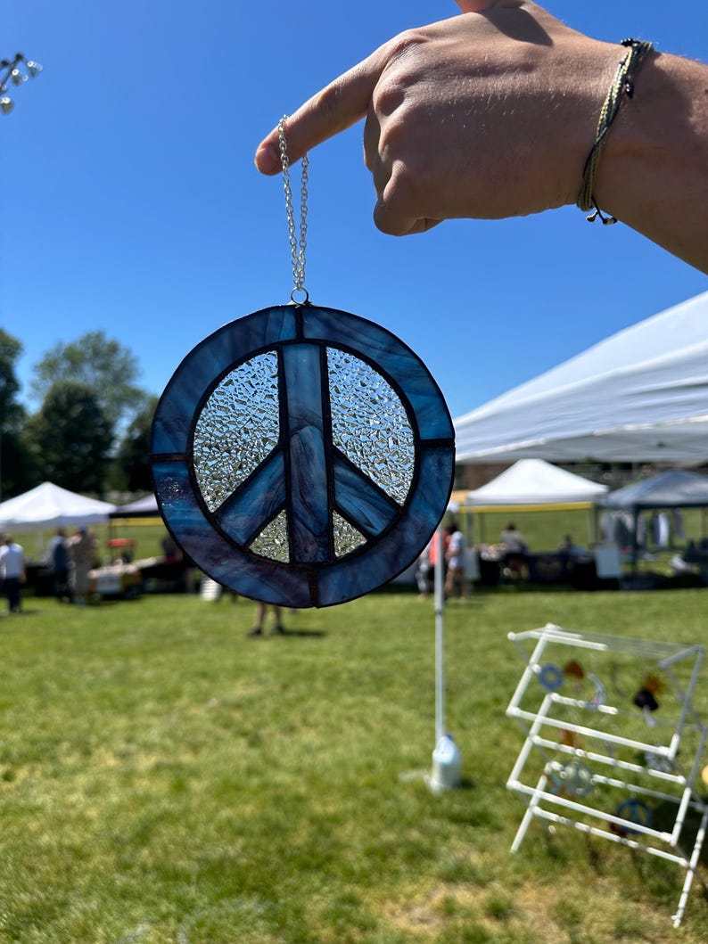 Handmade Peace Sign Stained Glass Window Hanging Sun Catcher - Etsy
