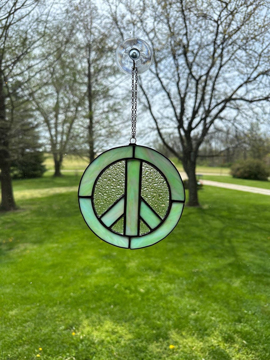 Handmade Peace Sign Stained Glass Window Hanging Sun Catcher - Etsy