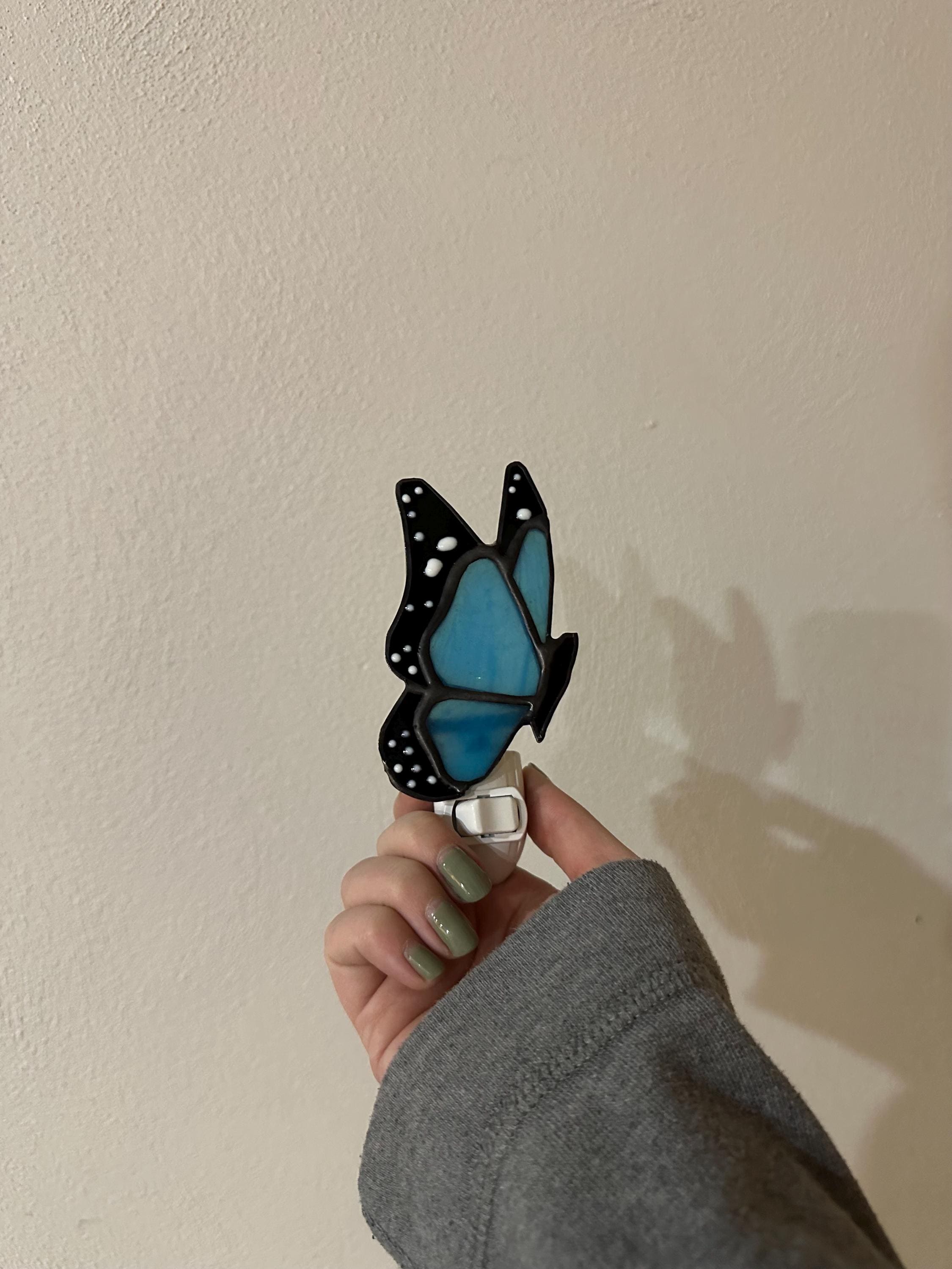 Handmade Stained Glass Monarch or Blue Buttefly Night Light - Etsy