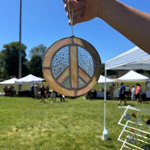 Handmade Peace Sign Stained Glass Window Hanging Sun Catcher - Etsy