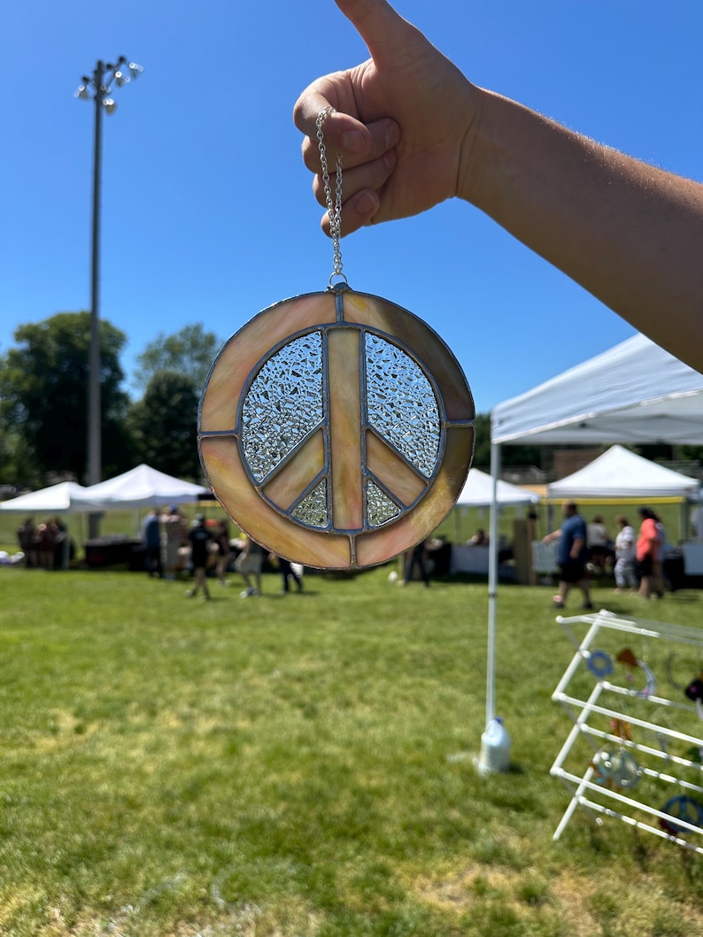 Handmade Peace Sign Stained Glass Window Hanging Sun Catcher - Etsy