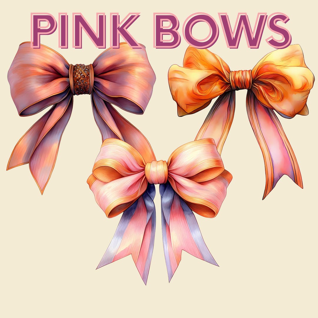 3 Coquette Aesthetic Pink Bows Pngs, Preppy Poster, Love Shack Fancy ...