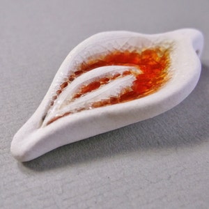 Porcelain Yoni Flower Pendant With Inner Lips, Bright Blood Orange ...