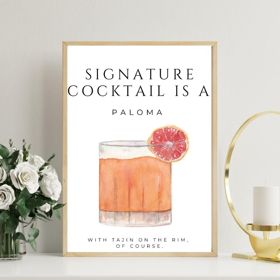 Paloma Signature Cocktail Drink Sign, Editable Template, Instant ...